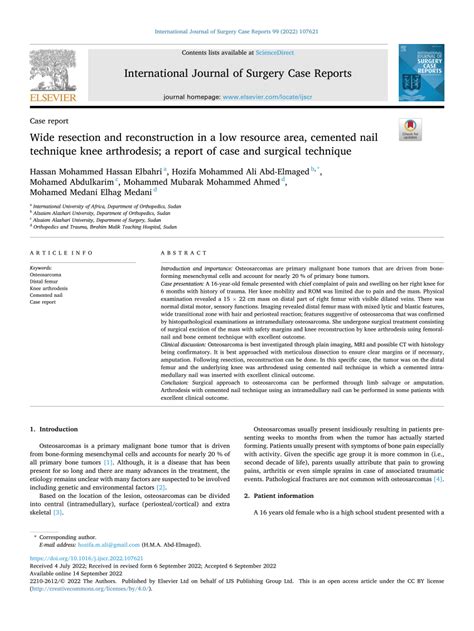 Pdf Wide Resection And Reconstruction In A Low Resource Area Cemented Nail Technique Knee
