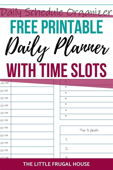 Free Printable Daily Planner With Time Slots The Little Frugal House