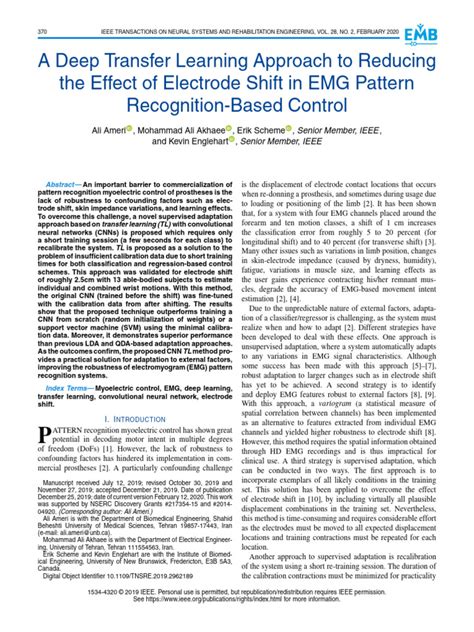 A Deep Transfer Learning Approach To Reducing The Effect Of Electrode Shift In Emg Pattern