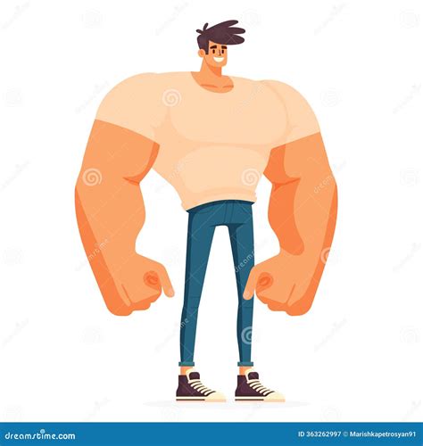 Cartoon Man Muscular And Showing Off His Muscles Vector Illustration