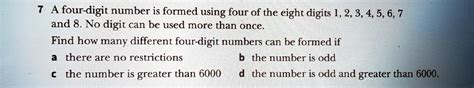 a four digit number is formed using four of the eight digits 1 2 3 4 5