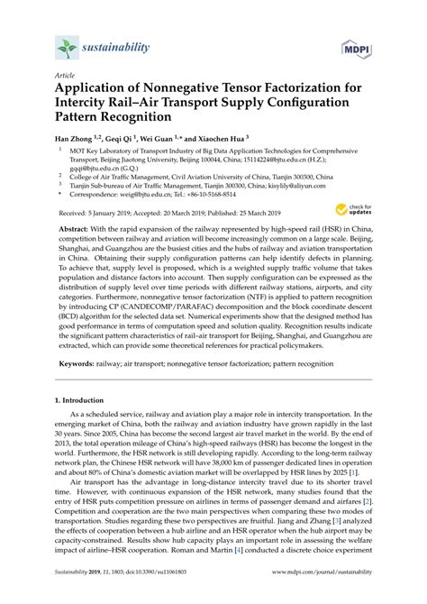 pdf application of nonnegative tensor factorization for intercity
