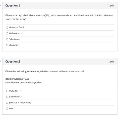 Question 1 1 Pts Given An Array Called Char