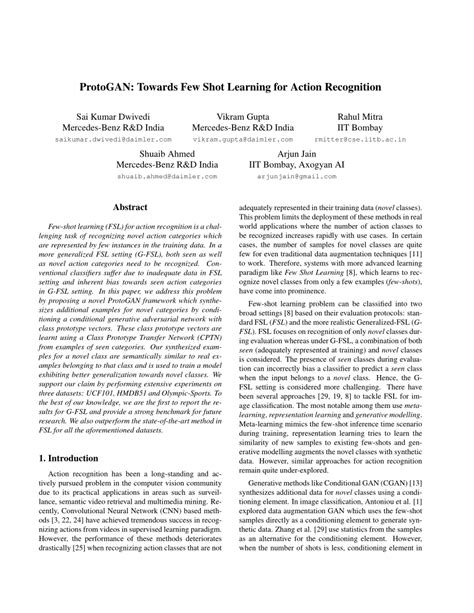 Pdf Protogan Towards Few Shot Learning For Action Recognition