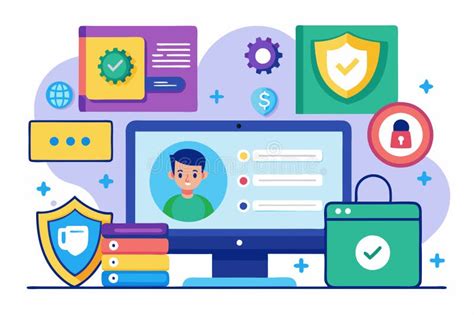 The Illustration Shows A User Authentication Setup On A Computer With Security Elements And