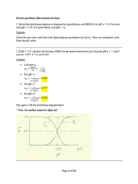 7 Dissociation Fraction Practice Problems Solution Pdf