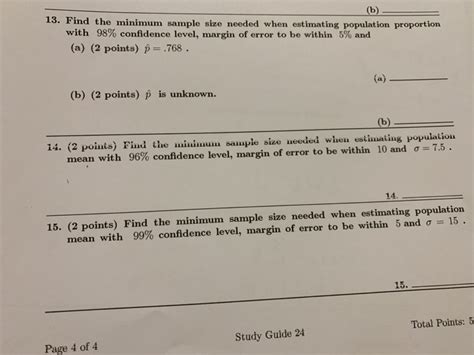 solved 13 find the minimum sample size needed when