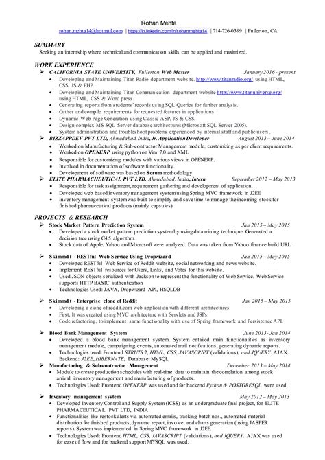 resume rohan mehta pdf