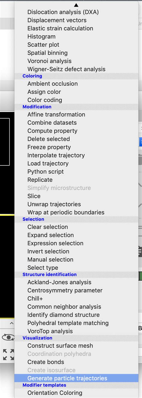Generate Trajectory Lines Missing In Latest Mac Version Forum Ovito