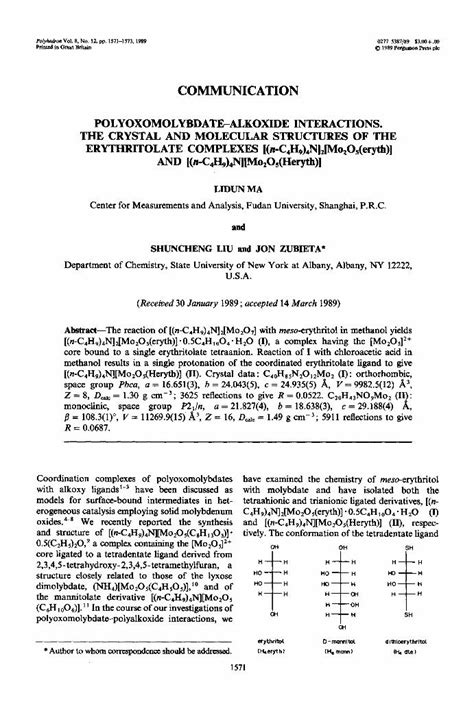 Pdf Polyoxomolybdate Alkoxide Interactions The Crystal And Molecular