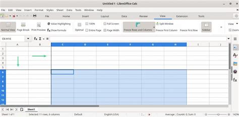 How To Freeze And Unfreeze Rows And Columns In Libreoffice Calc