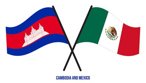 캄보디아와 멕시코 국기는 교차하고 플랫 스타일을 흔들 공식 비율 올바른 색상입니다 Friends Of The Earth에 대한 스톡 벡터 아트 및 기타 이미지