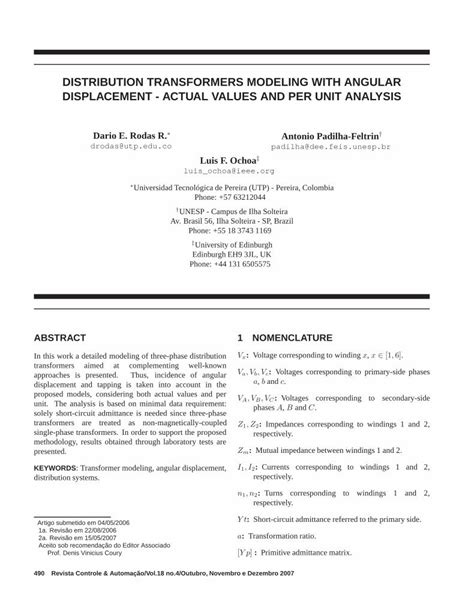 Pdf Distribution Transformers Modeling With · Distribution