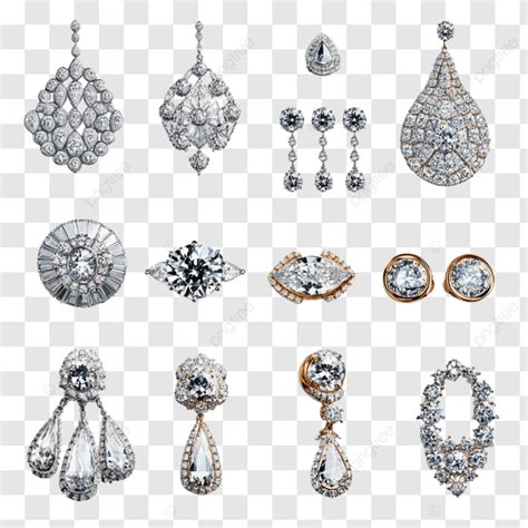다이아몬드와 귀걸이를 포함한 주얼리 컬렉션 다이아몬드 보석 아름다운 투명한 Png 일러스트 및 이미지 에 대한 무료 다운로드 Pngtree