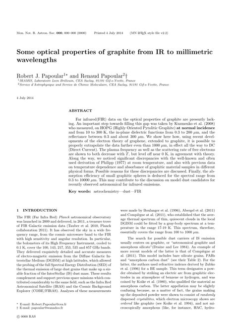 Pdf Some Optical Properties Of Graphite From Ir To Millimetric