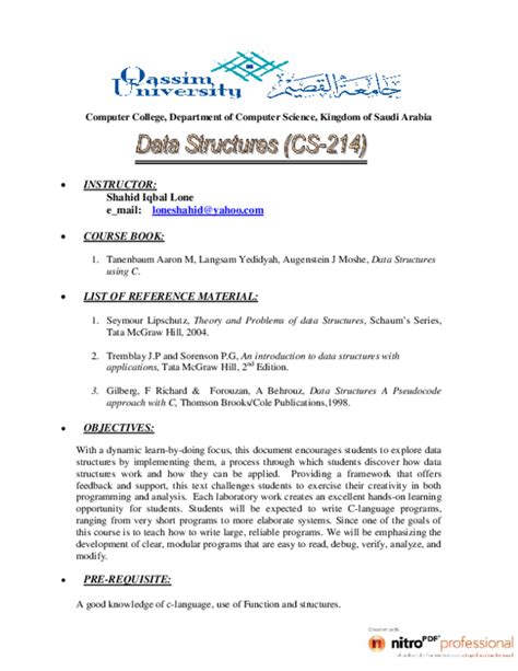 Pdf Lecture Notes Data Structures Arrays And Link List Jhonny Bilgate