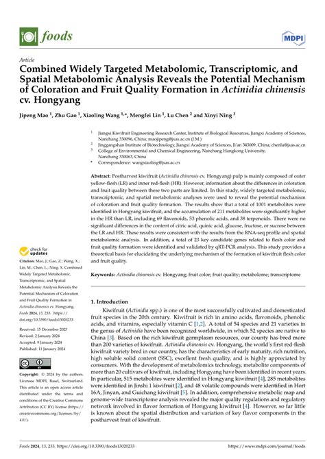 Pdf Combined Widely Targeted Metabolomic Transcriptomic And Spatial Metabolomic Analysis