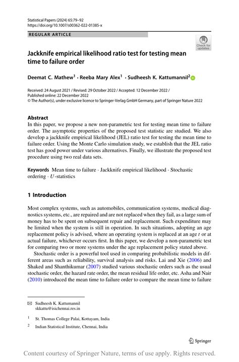 Jackknife Empirical Likelihood Ratio Test For Testing Mean Time To