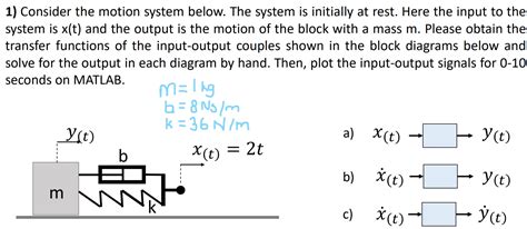 Solved 1 Consider The Motion System Below The System Is