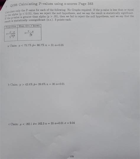 solved 088 calculating p values using z scores page 383