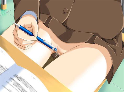 Rule 34 Classroom Masturbation Miniskirt No Panties Pen Pussy Pussy