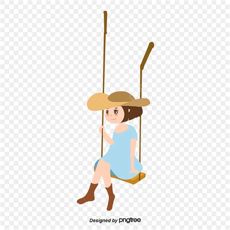 예쁜 여자 일러스트 그네 원소 귀엽다 앉아 있다 Png 일러스트 및 Psd 이미지 무료 다운로드 Pngtree