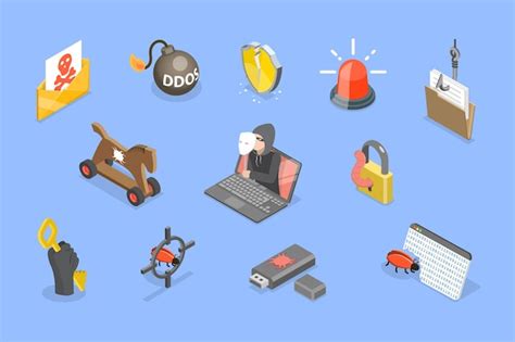 Premium Vector 3d Isometric Flat Vector Set Of Hacker Icons