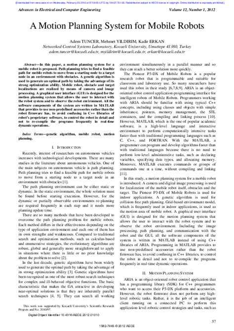 pdf a motion planning system for mobile robots