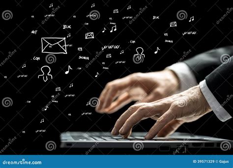 Businessman Typing On A Computer Keyboard Stock Image Image Of Computing Global 39571329