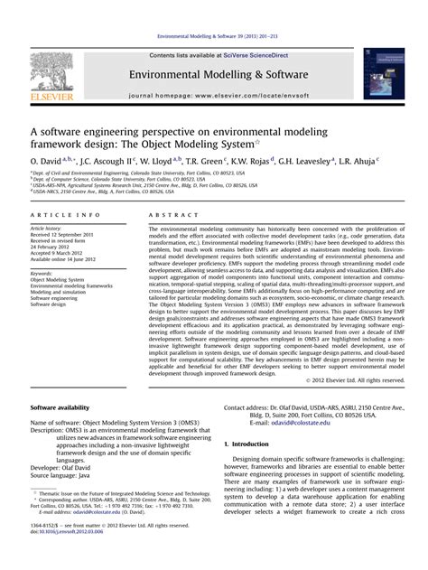 pdf a software engineering perspective on environmental modeling