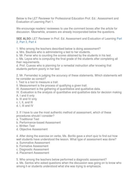 Below Is The LET Reviewer For Professional Education Prof | PDF ...