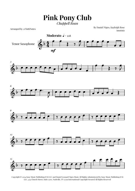 Pink Pony Club Arr Glauco Fernandes By Chappell Roan Sheet Music For