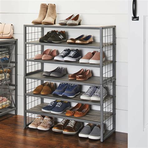 Better Homes And Gardens Farmhouse 3 Tiers12 Compartment Garment Shoe Rack Wood Gray