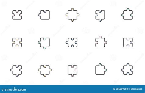 Puzzle Line Icons Jigsaw Challenge Strategy Puzzle Pieces Icons Fun Solution Solve Problem