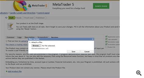 Can Not Upload Mql4 Indicator In The Market Only Ex5 Extension