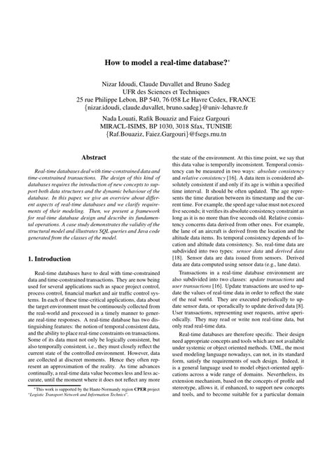 Pdf How To Model A Real Time Database