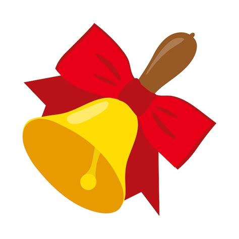 빨간 리본 학교 벨 벡터 일러스트와 함께 골든 벨 프리미엄 벡터