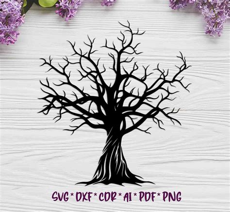 Tree Without Leaves SVG DXF AI Digital Vector Design For Plasma And Laser Cutting Or Printing