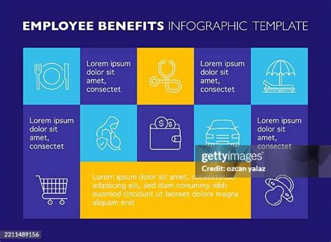 Employee Benefits Related Infographic Design With Line Icons Simple