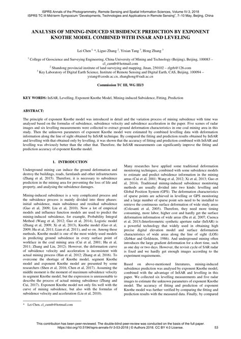 Pdf Analysis Of Mining Induced Subsidence Prediction By Exponent Knothe Model Combined With