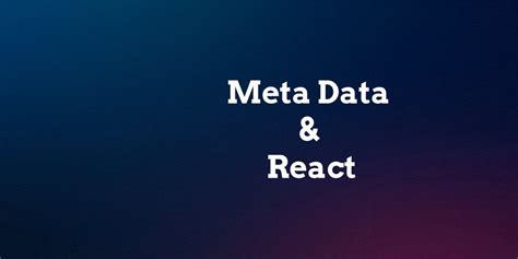 Meta Data In React DEV Community