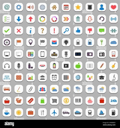 Collection Of Flat Icons Includes Shopping Travel Weather Transport