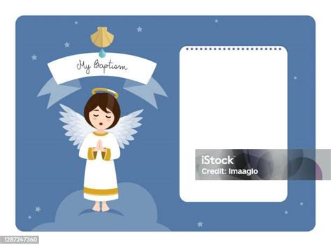 기도 하는 천사 메시지와 함께 세례 수평 초대 벡터 일러스트레이션 귀여운에 대한 스톡 벡터 아트 및 기타 이미지 귀여운 벡터 사람들 Istock