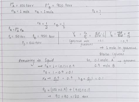 Physical Chemistry To Calculate Total Vapour Pressure Of A Solution Chemistry Stack Exchange