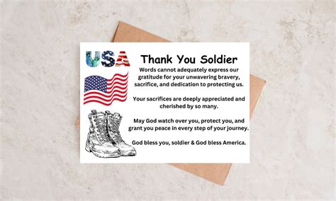 Thank You Soldier Card Thank A Soldier Thank You Card Printable