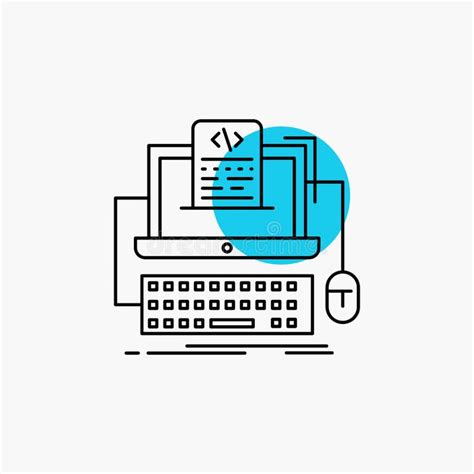 Code Coding Computer Monoblock Screen Line Icon Stock Vector
