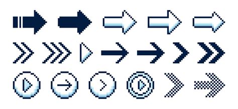 Set Of Pixel Art Arrow Icons Pixelated Arrows For Navigation