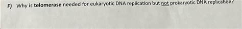 Solved F ﻿why Is Telomerase Needed For Eukaryotic Dna