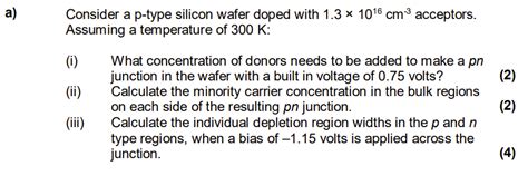 Solved Consider A P Type Silicon Wafer Doped With 1 3×1016
