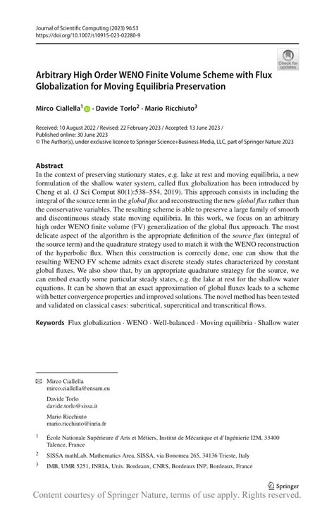 arbitrary high order weno finite volume scheme with flux globalization